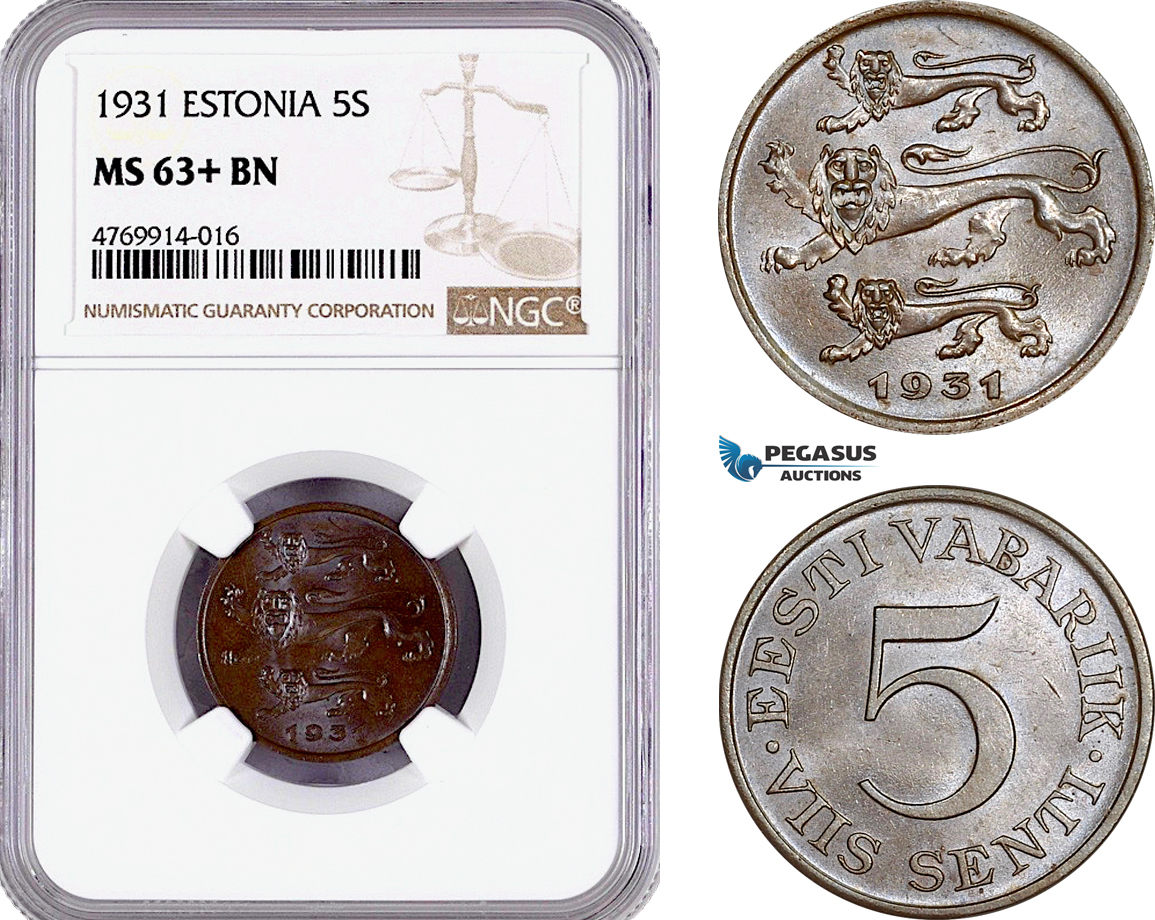 Estonia 5 Senti 1931 NGC MS63+ BN | MA-Shops