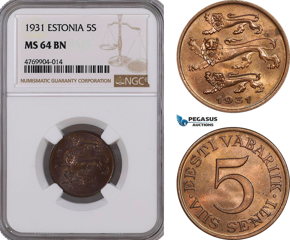 Estonia 5 Senti 1931 NGC MS64BN | MA-Shops