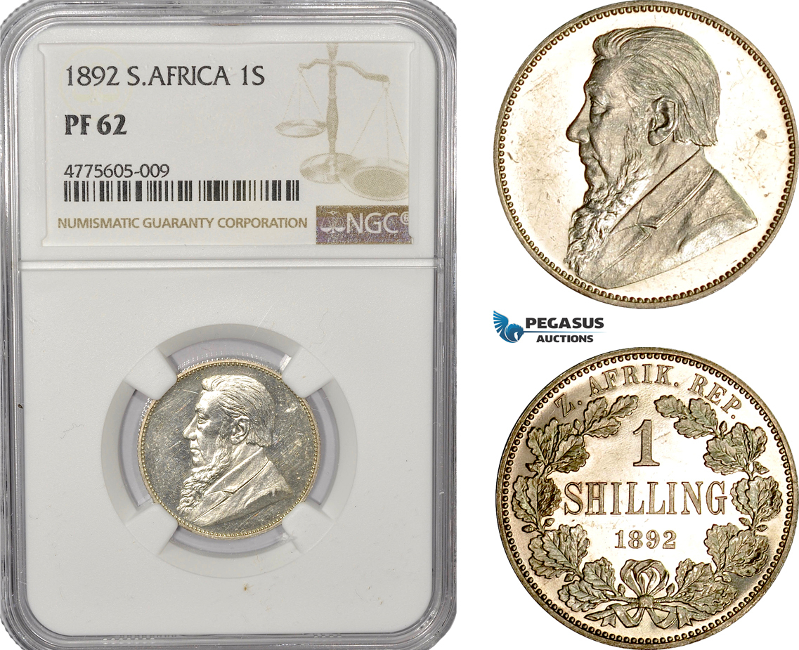 South Africa (ZAR) 1 Shilling 1892 Proof, Polierte Platte! NGC PF62 | MA-Shops