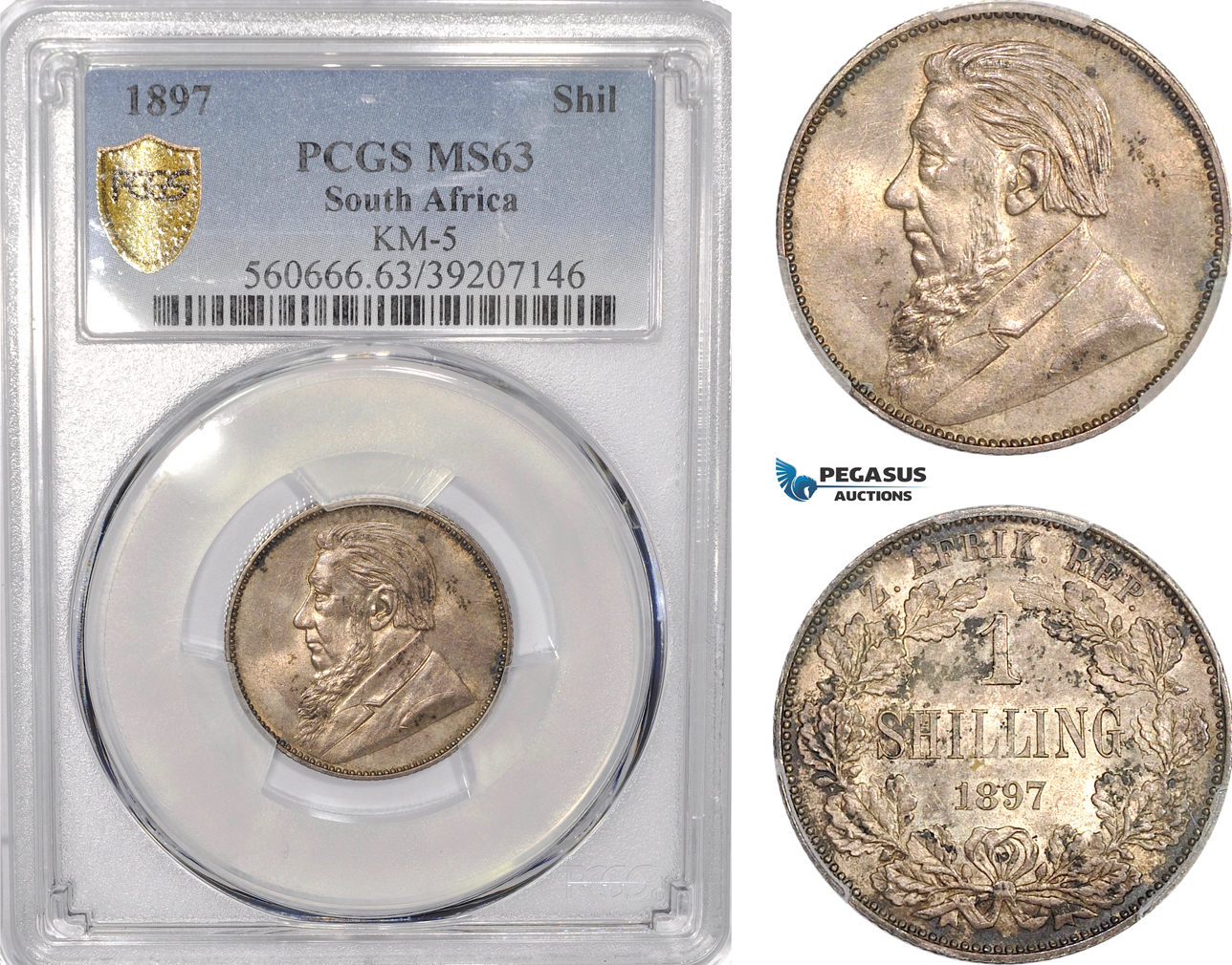 South Africa (ZAR) 1 Shilling 1897 PCGS MS63 | MA-Shops