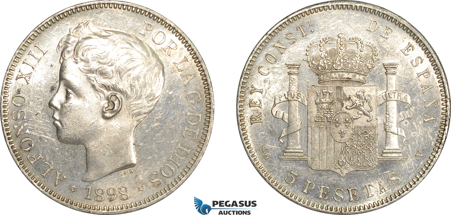 Spain 5 Pesetas 1898 Alfonso XIII unz | MA-Shops