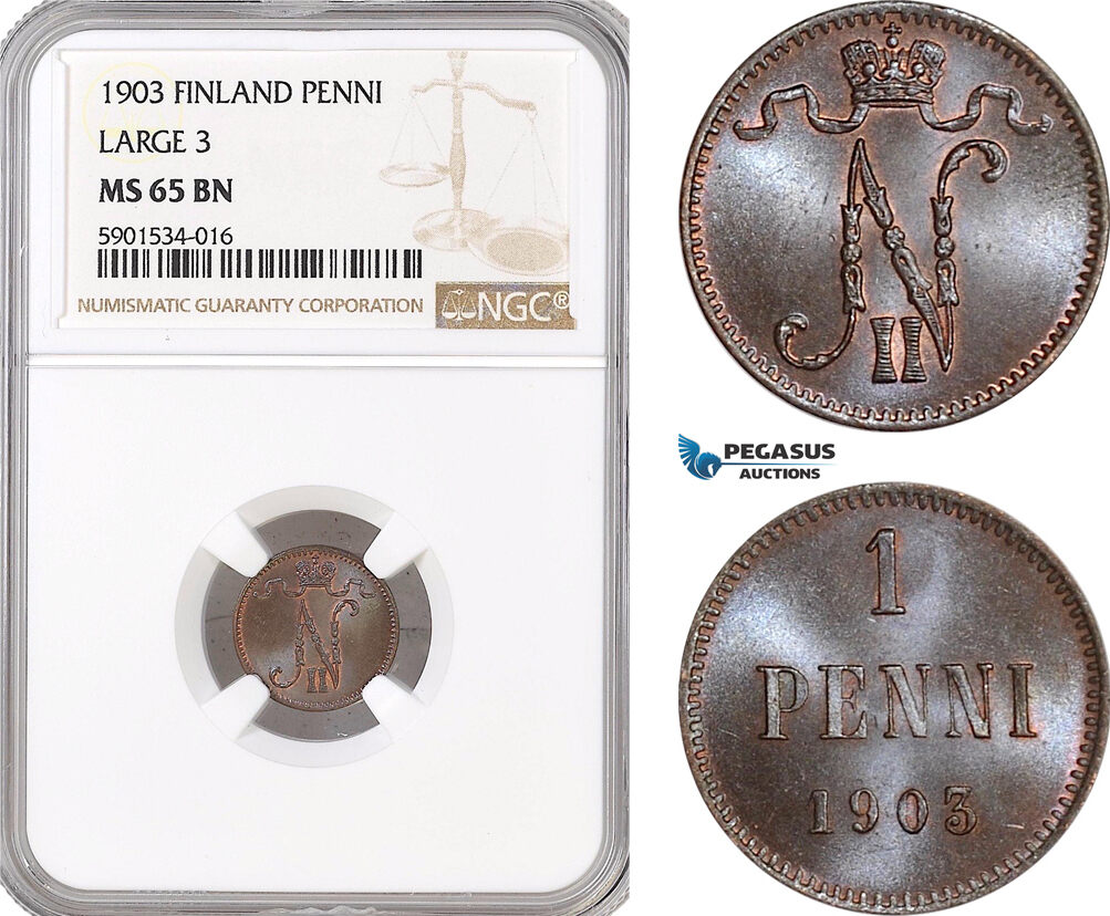 Finland 1 Penni 1903 Nicholas II. of Russia NGC MS65BN | MA-Shops
