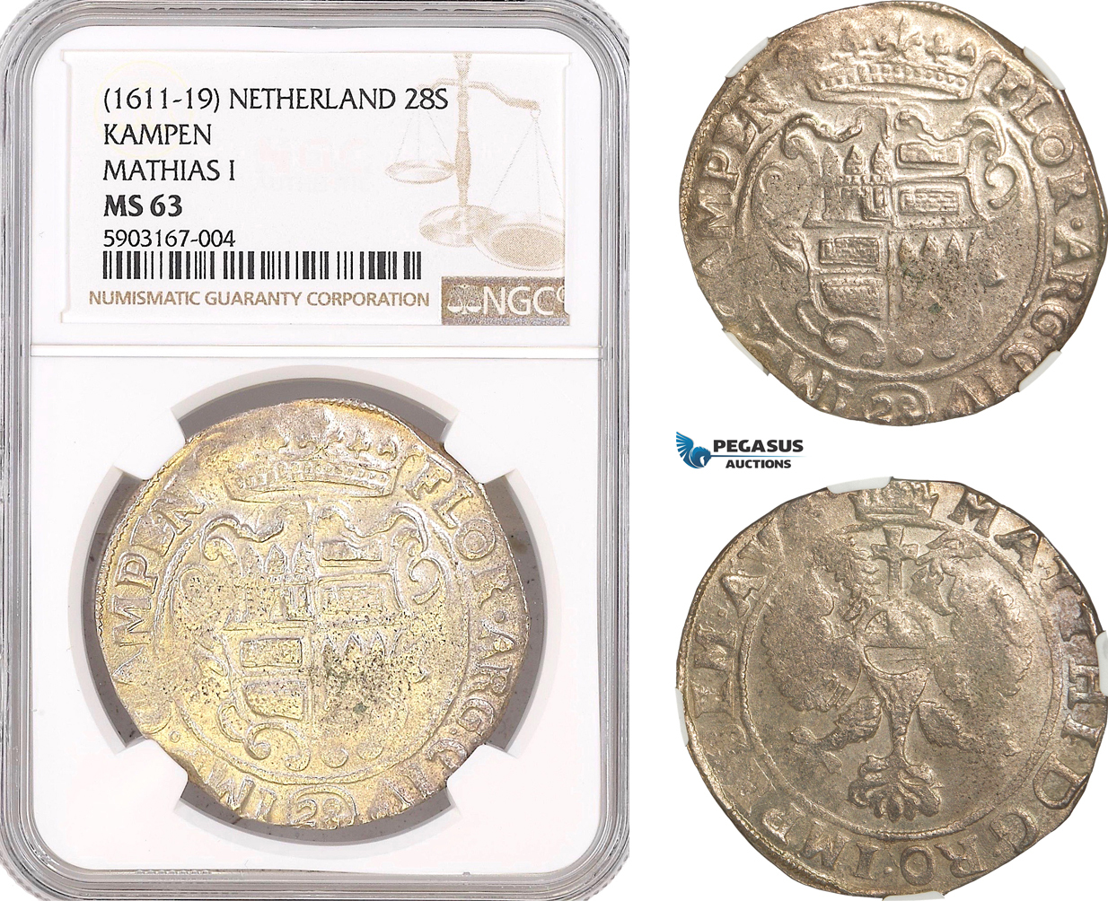 Netherlands 28 Stuiver ND 1611-19 Kampen, Mathias I NGC MS63 | MA-Shops