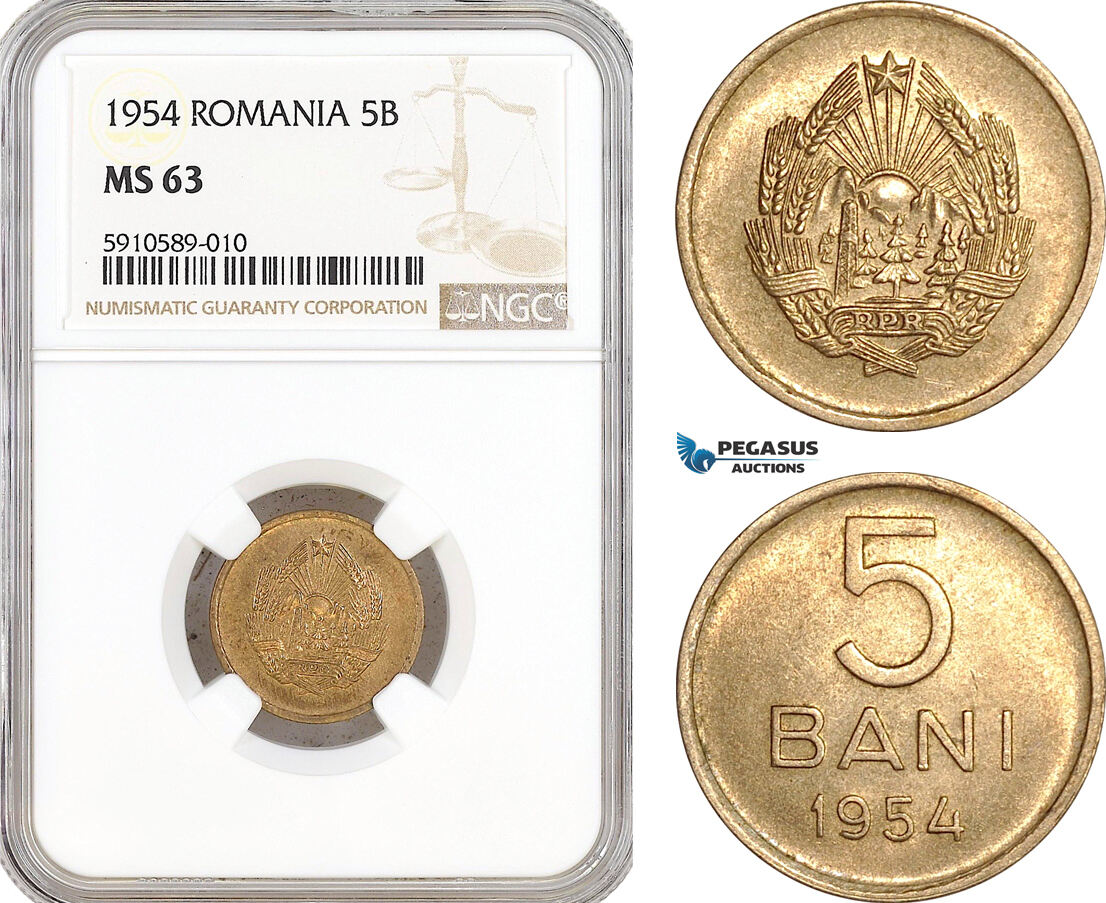 Romania 5 Bani 1954 NGC MS63 | MA-Shops