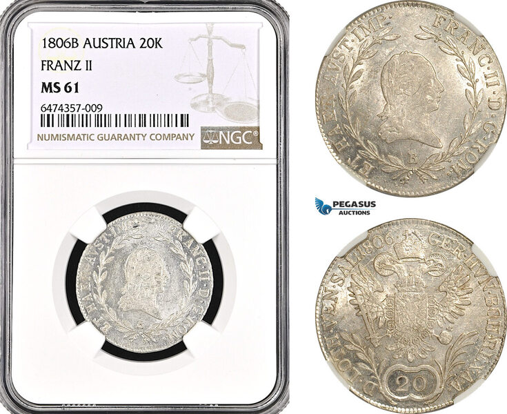 Austria 20 Kreuzer 1806 B NGC MS61 | MA-Shops