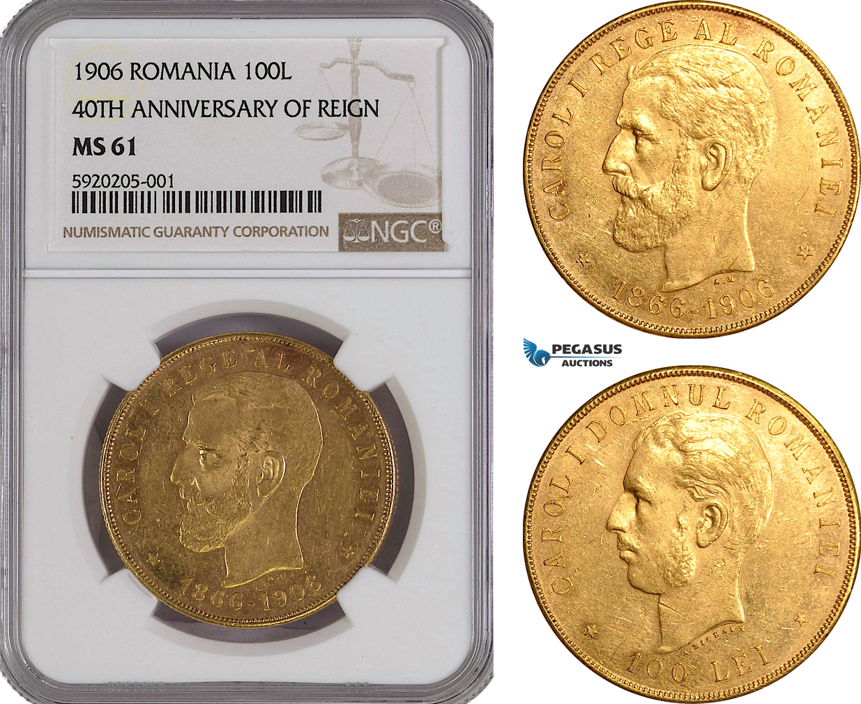 Romania 100 Lei 1906 Carol I NGC MS61 | MA-Shops