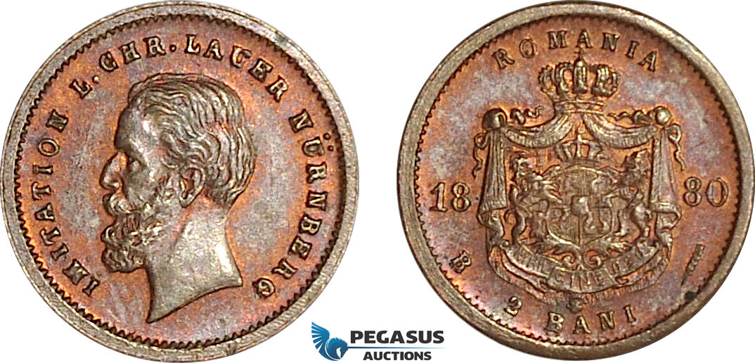 Romania 2 Bani 1880 Carol I, Imiation by L.Chr. Laur Nürnberg unz | MA ...