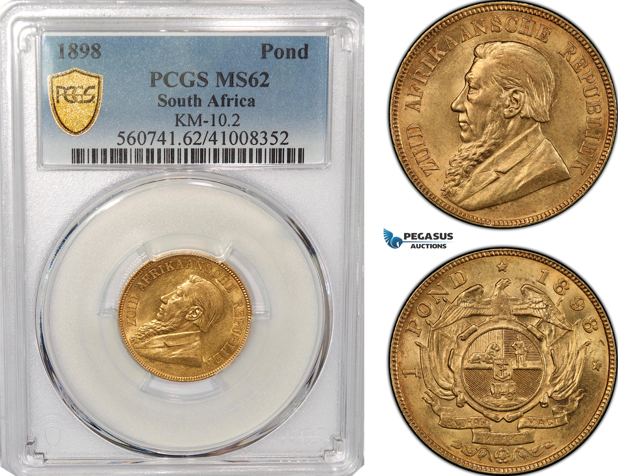 South Africa 1 Pond 1898 PCGS MS62 | MA-Shops