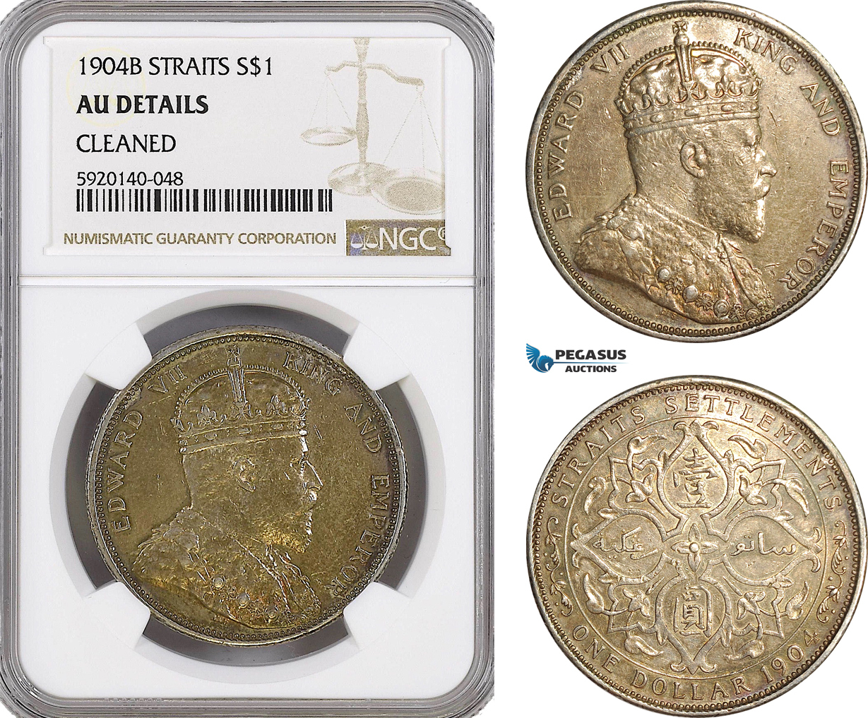 Straits Settlements Dollar 1904 Edward VII NGC vz+ | MA-Shops