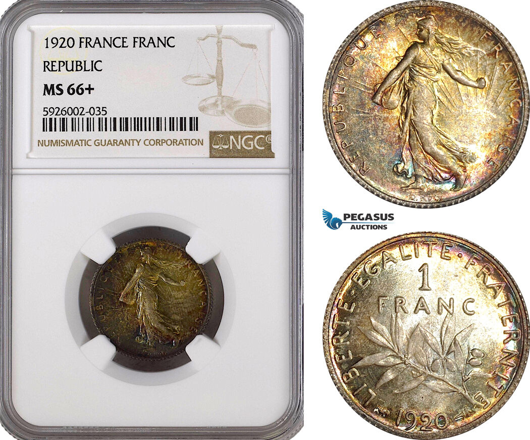 France 1 Franc 1920 NGC MS66+ | MA-Shops