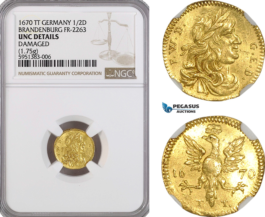 Germany 1/2 Dukat 1670 Brandenburg, Friedrich Wilhelm, Von großer ...