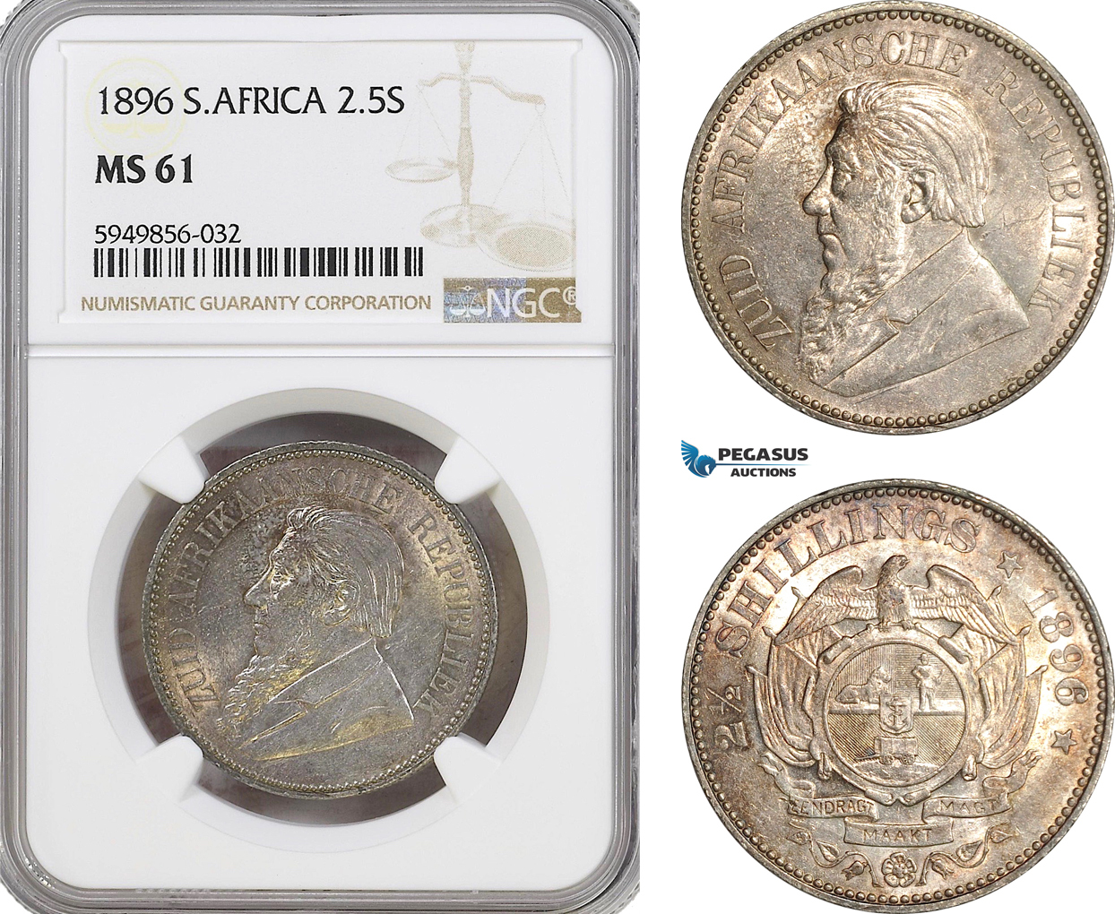 South Africa 2 1/2 Shillings 1896 NGC MS61 | MA-Shops