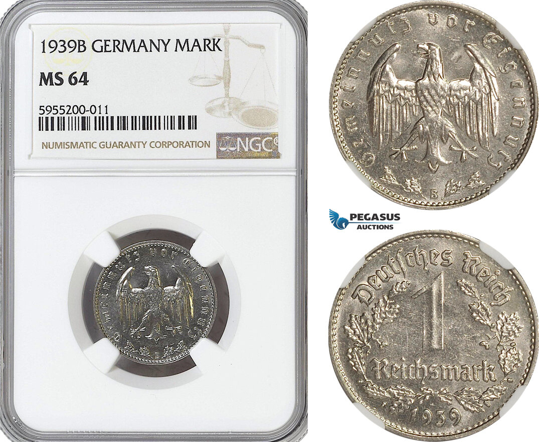Germany 1 Reichsmark 1939 NGC MS64 | MA-Shops