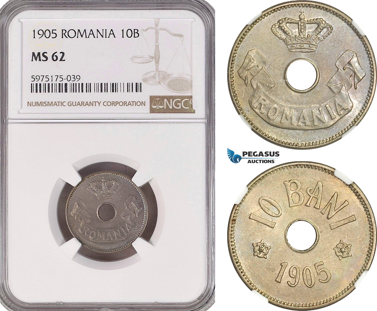 Romania 10 Bani 1905 NGC MS62 | MA-Shops