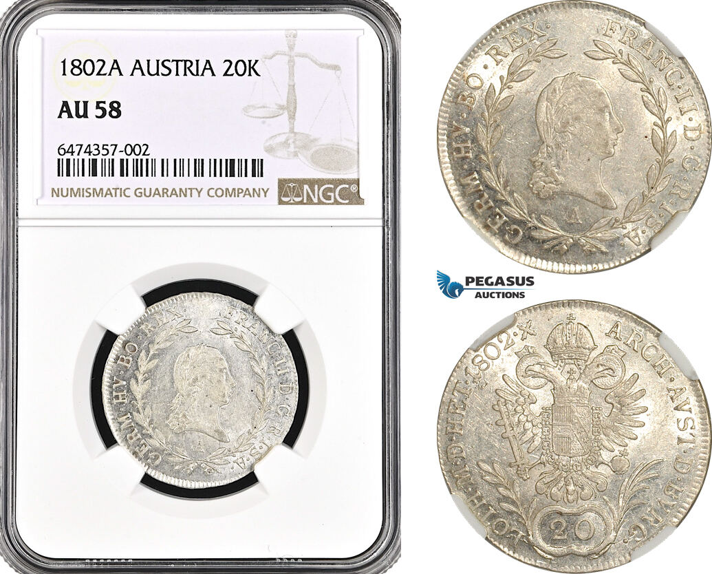 Austria 20 Kreuzer 1802 A NGC AU58 | MA-Shops