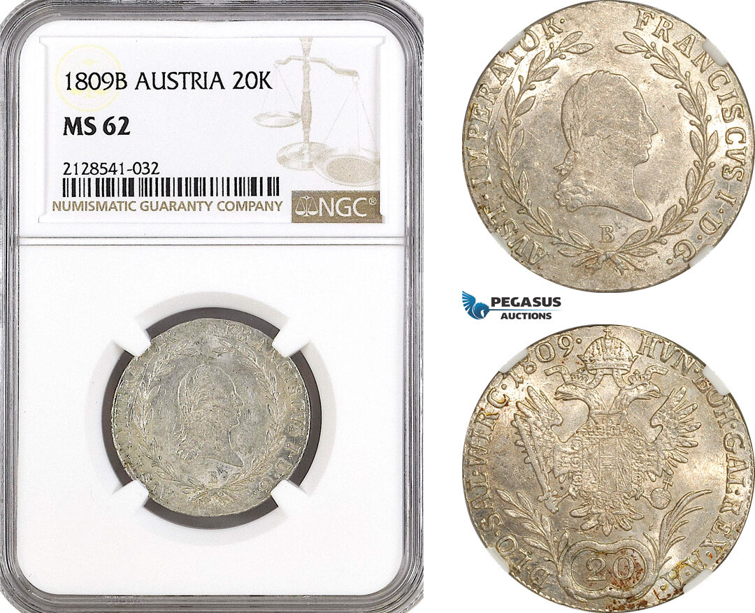 Austria 20 Kreuzer 1809 B NGC MS62 | MA-Shops