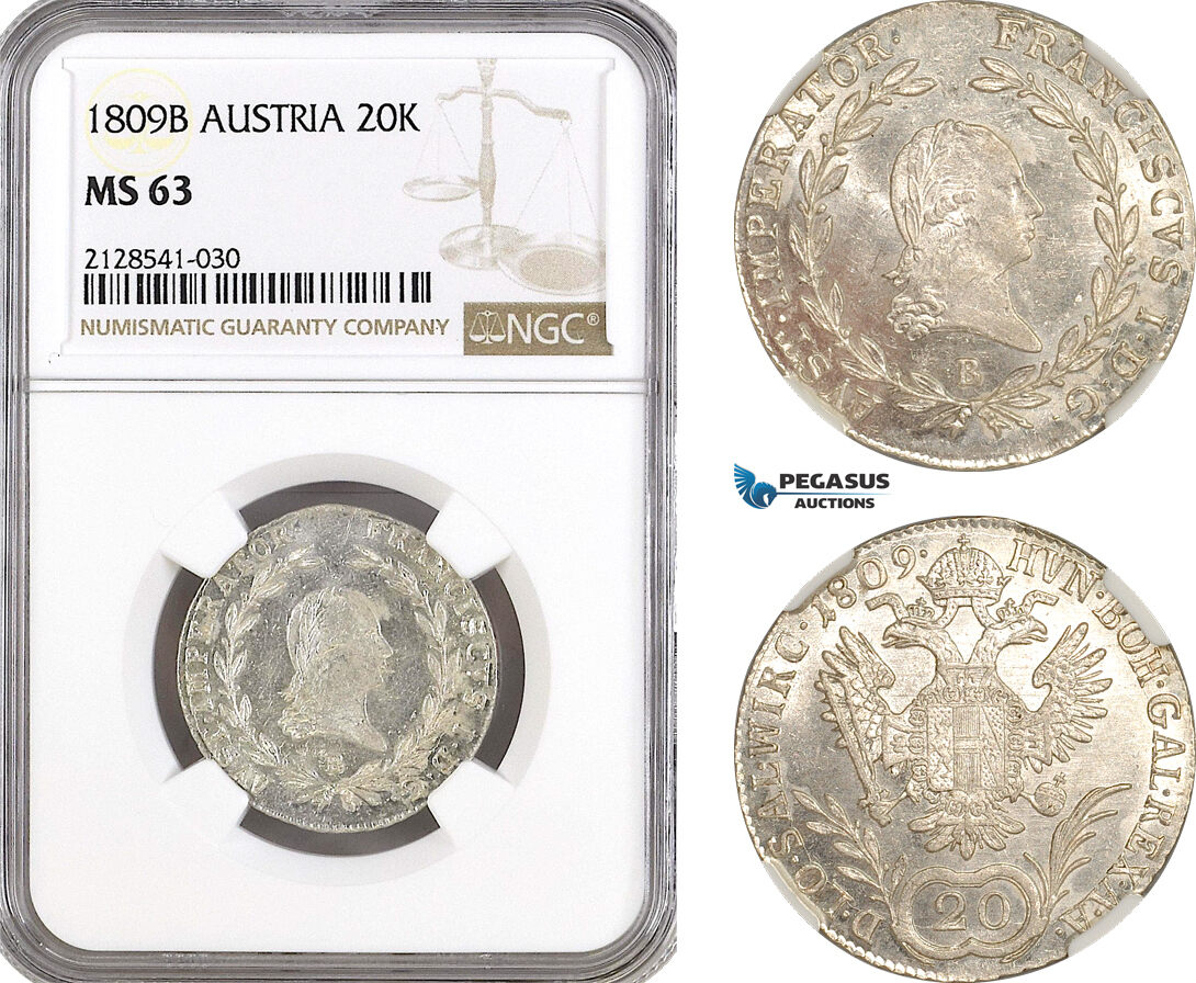 Austria 20 Kreuzer 1809 B NGC MS63 | MA-Shops