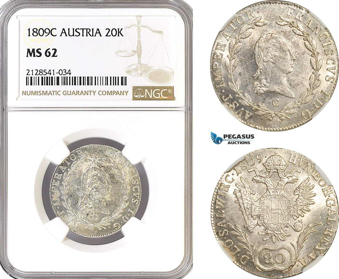 Austria 20 Kreuzer 1809 C NGC MS62 | MA-Shops