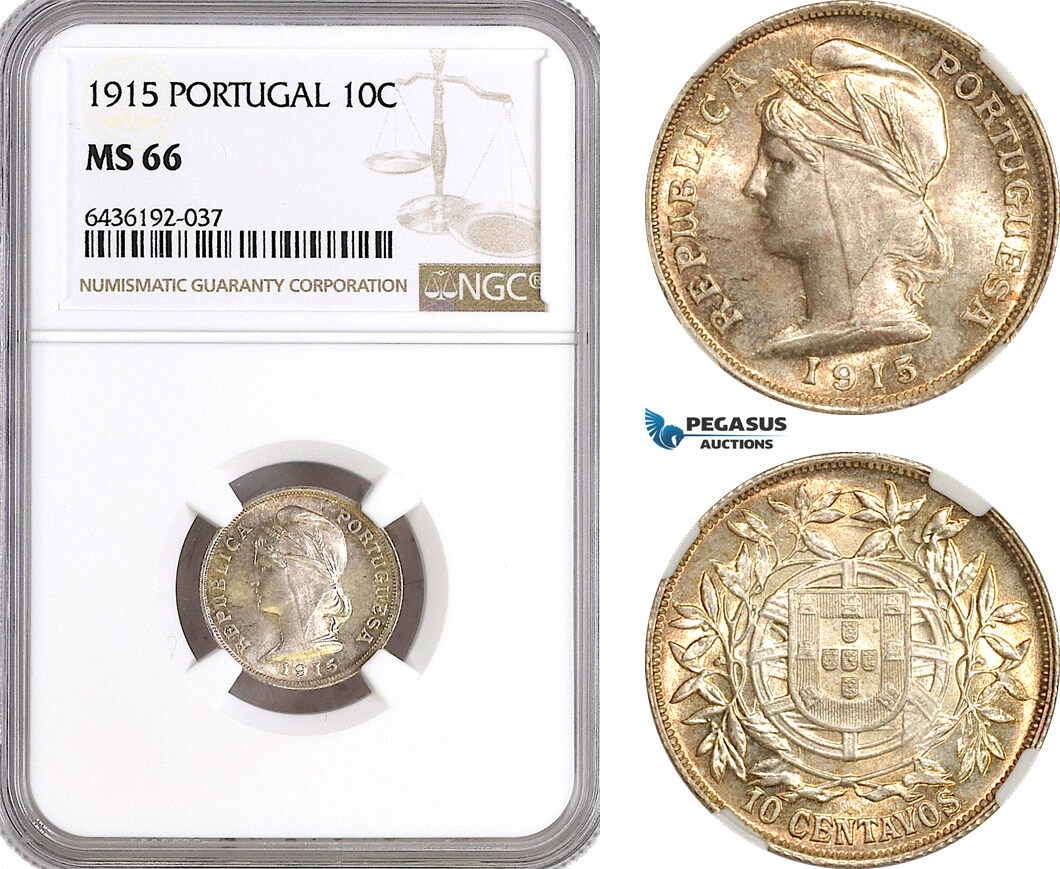 Portugal 10 Centavos 1915 NGC MS66 | MA-Shops