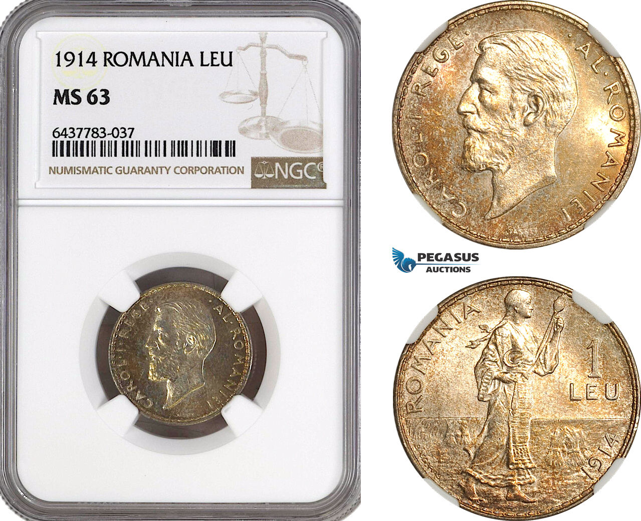 Romania 1 Leu 1914 NGC MS63 | MA-Shops