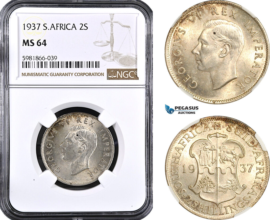 South Africa 2 Shillings 1937 NGC MS64 | MA-Shops
