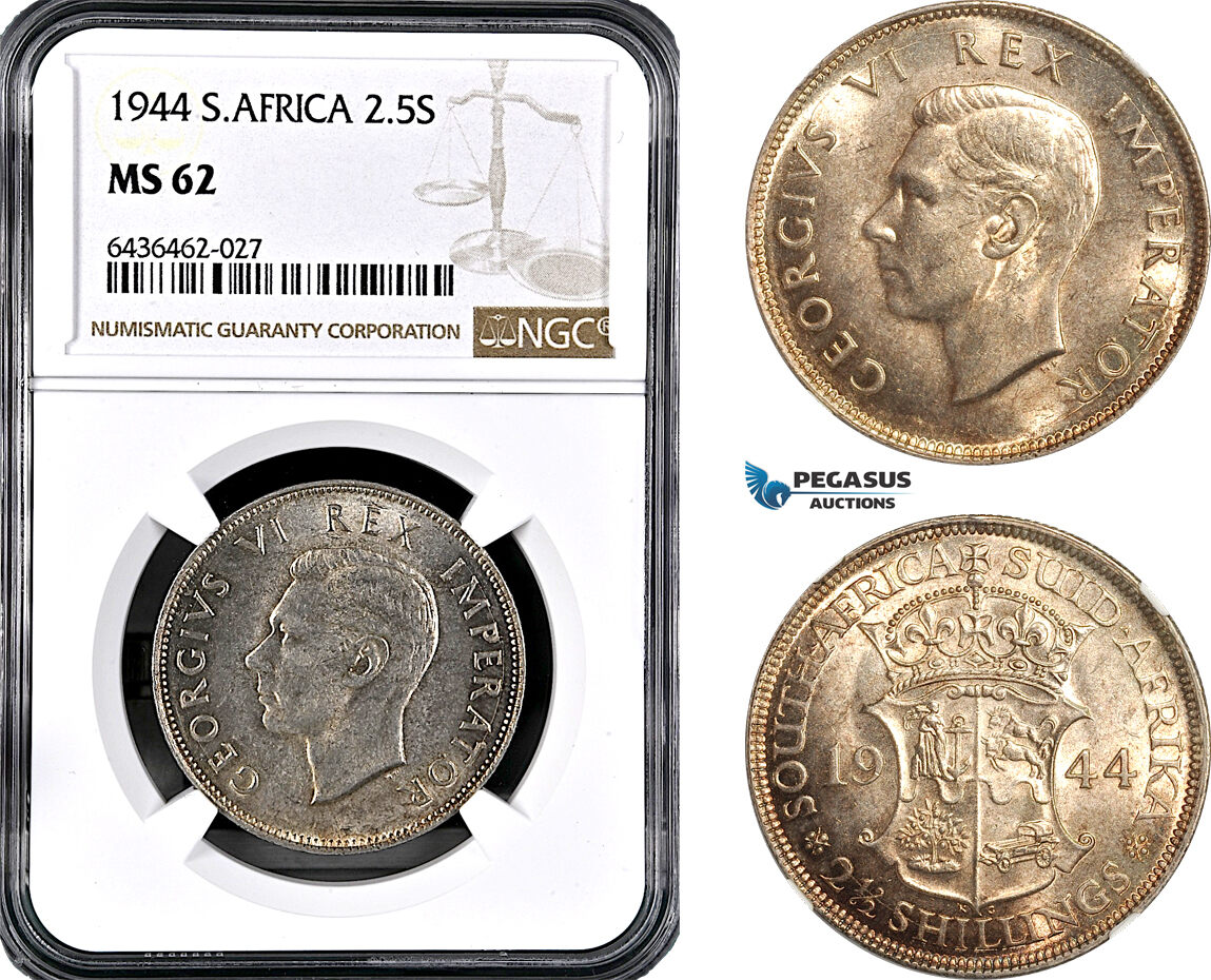 South Africa 2 1/2 Shillings 1944 NGC MS62 | MA-Shops