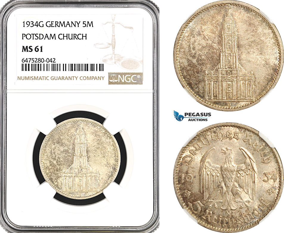 Germany, Third Reich 5 Reichsmark 1934 NGC MS61 | MA-Shops