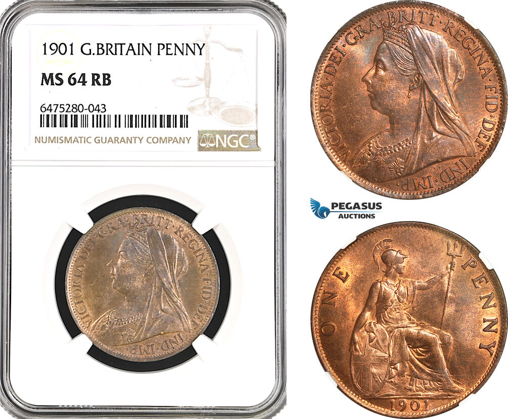 Great Britain 1 Penny 1901 NGC MS64RB | MA-Shops