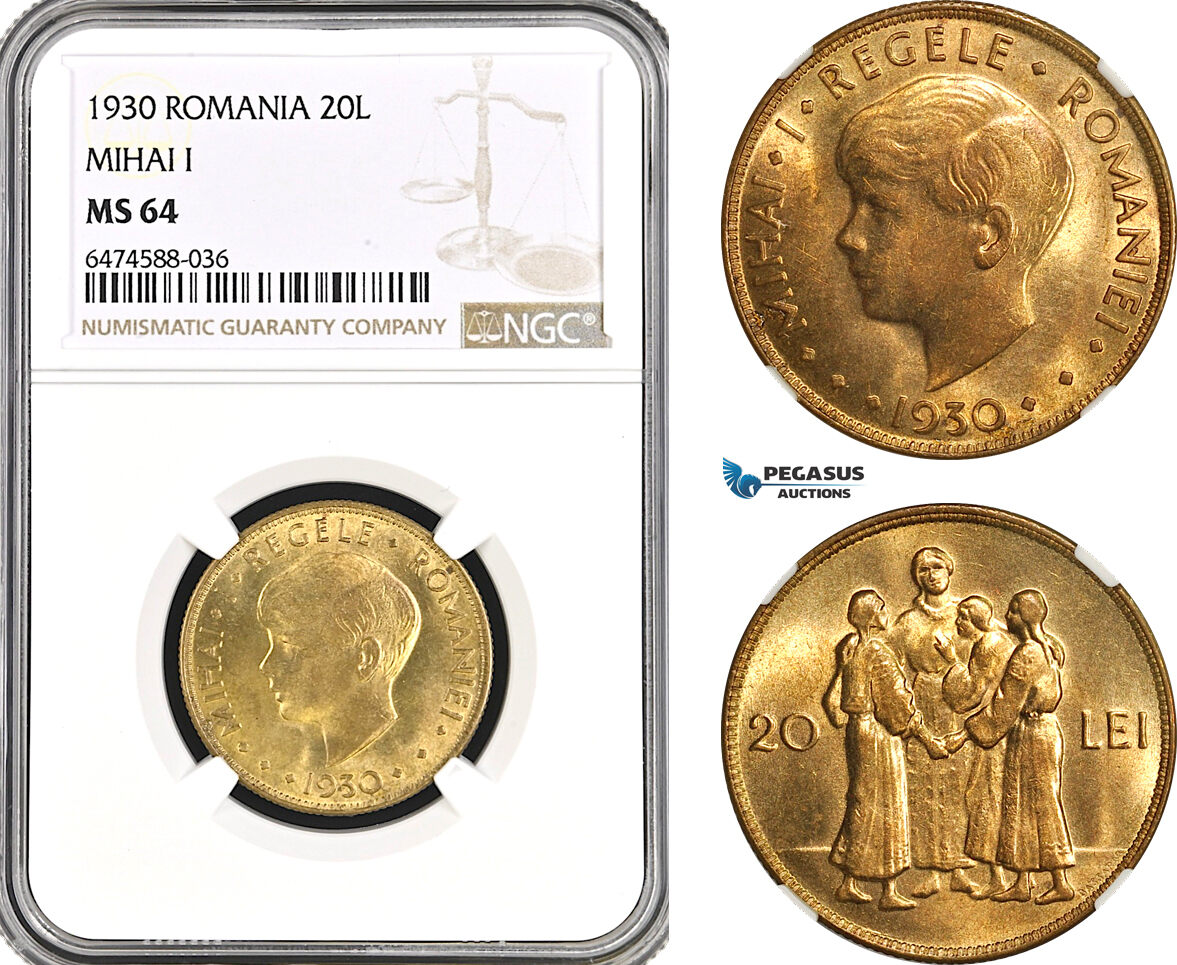 Romania 20 Lei, London Mint 1930 NGC MS64 | MA-Shops