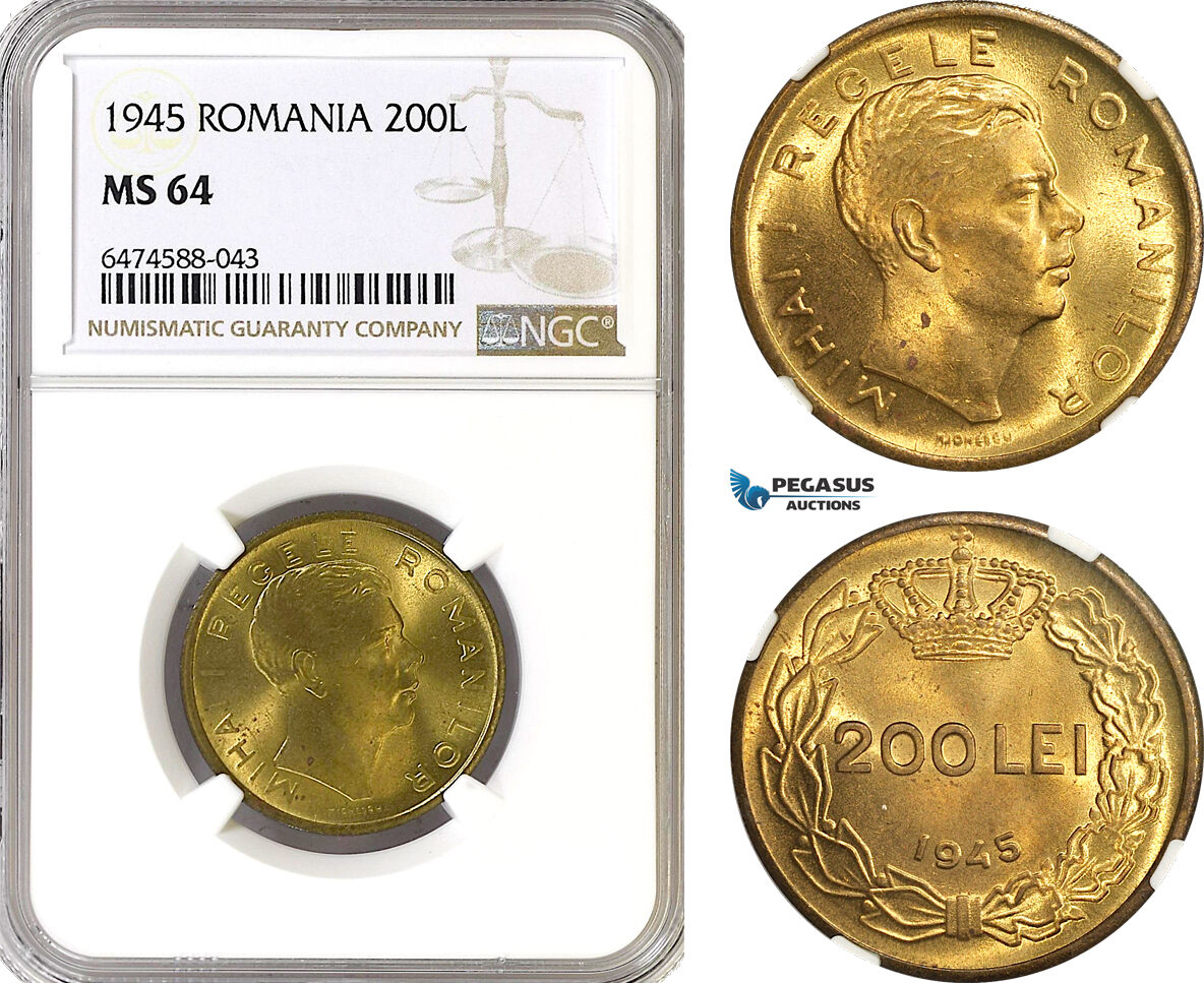 Romania 200 Lei 1945 NGC MS64 | MA-Shops