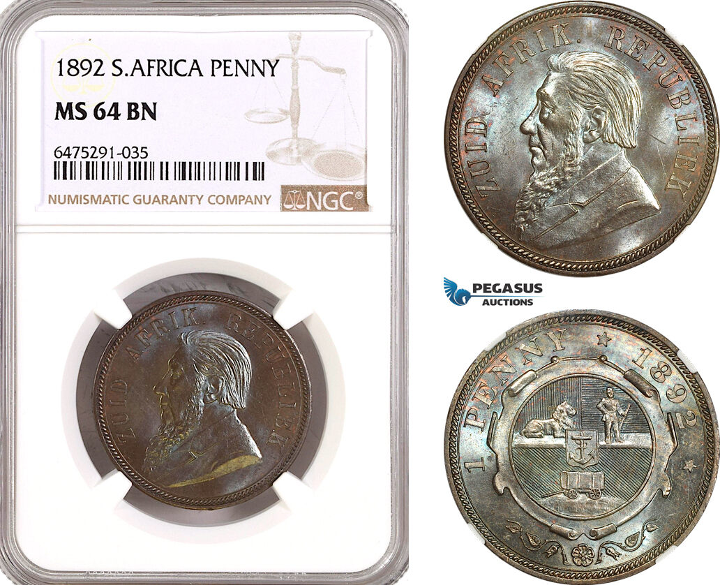 South Africa 1 Penny 1892 NGC MS64BN | MA-Shops