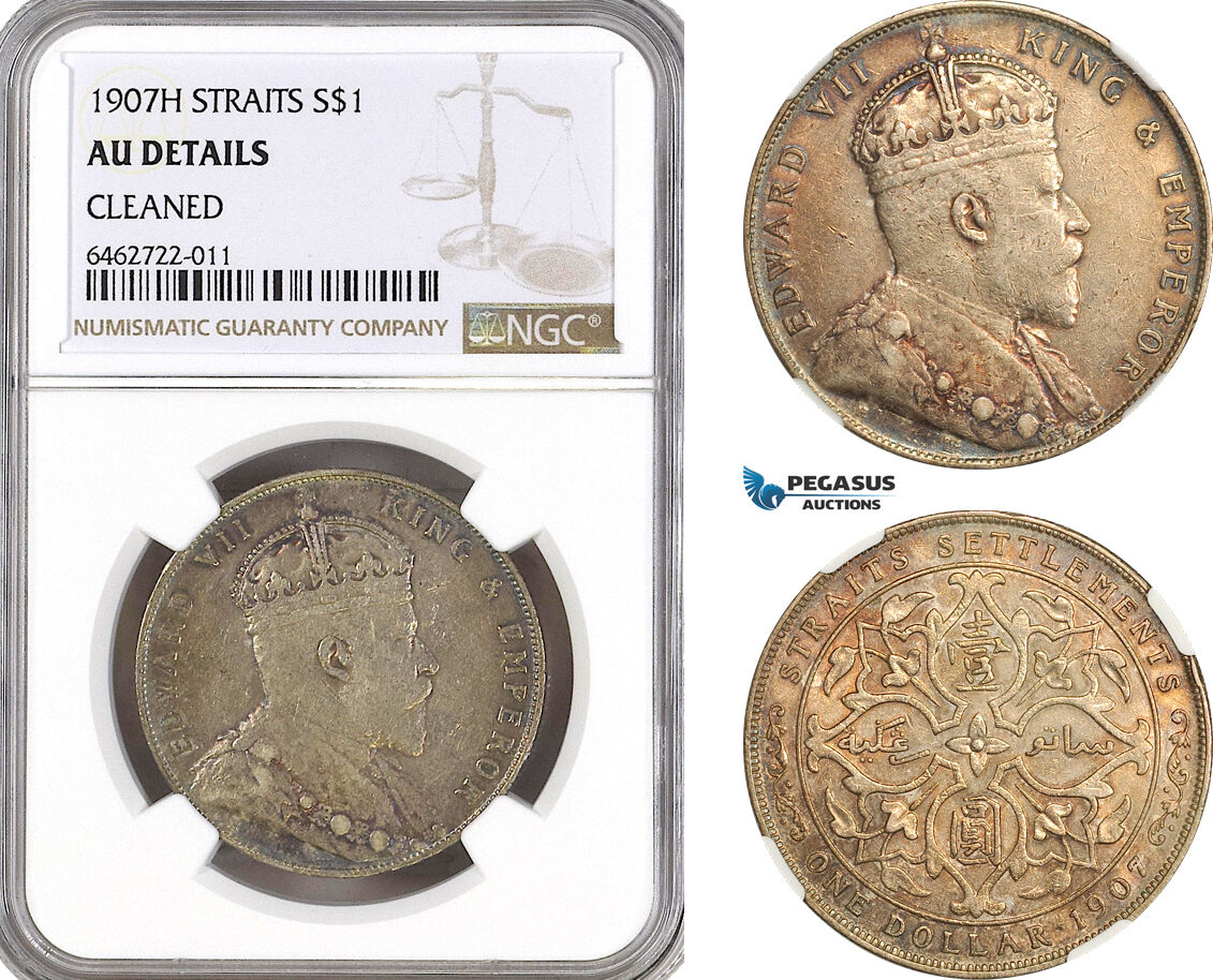 Straits Settlements 1 Dollar 1907 NGC AU Details | MA-Shops