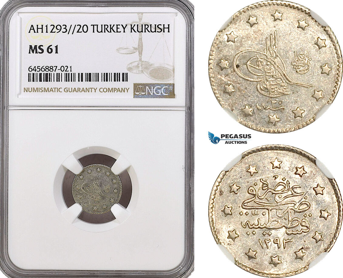 Turkey (Ottoman Empire) 1 Kurush AH1293/20 NGC MS61 | MA-Shops