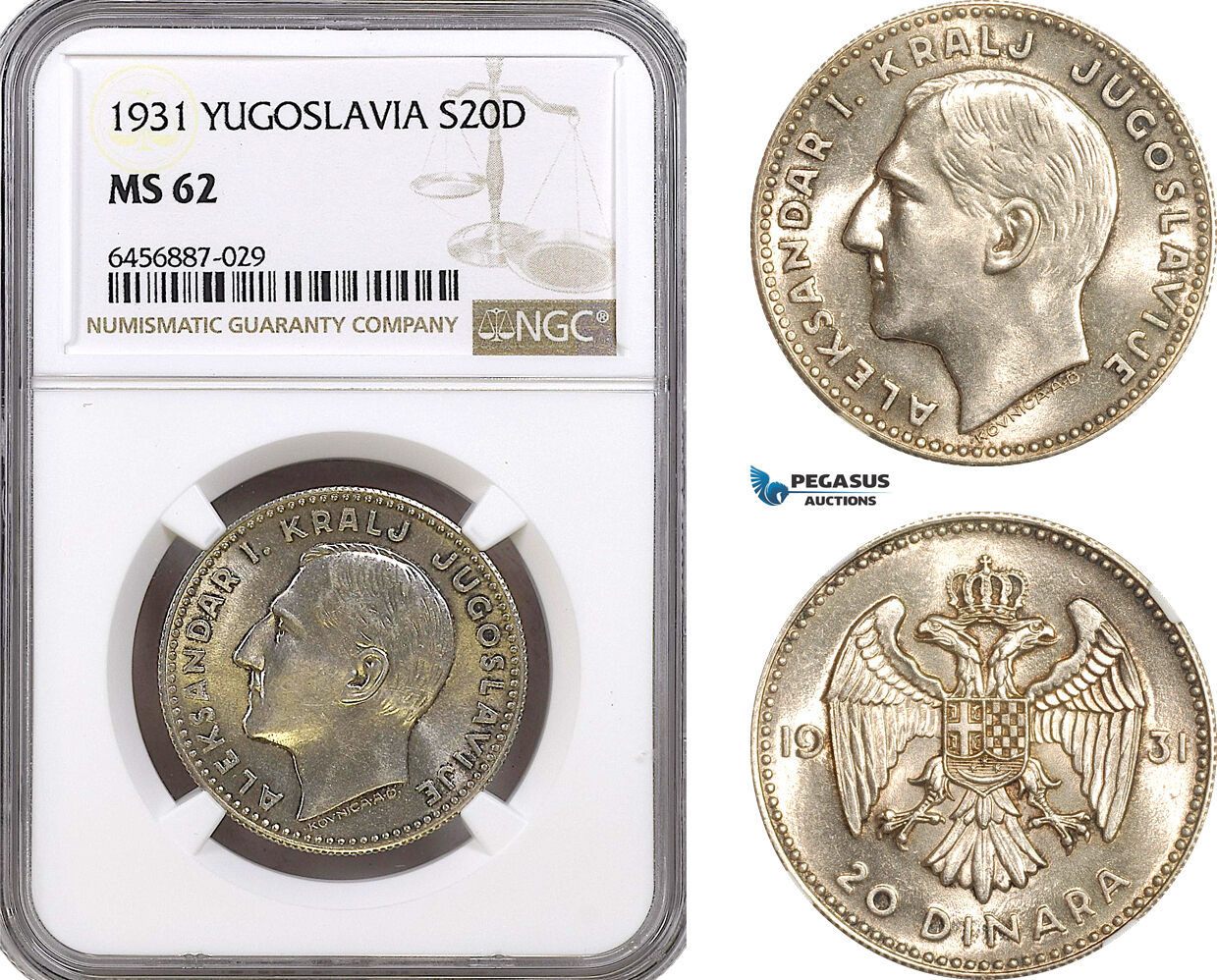 Yugoslavia 20 Dinara 1931 NGC MS62 | MA-Shops