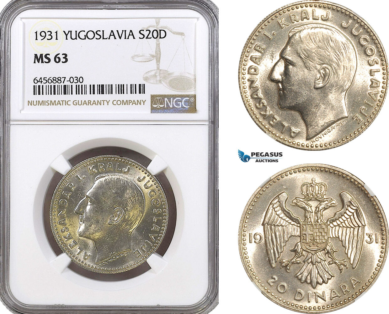 Yugoslavia 20 Dinara 1931 NGC MS63 | MA-Shops