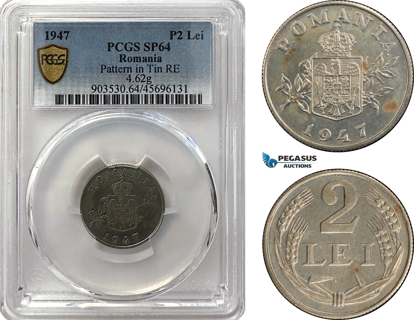 Romania 2 Lei, Pattern 1947 PCGS SP64 | MA-Shops