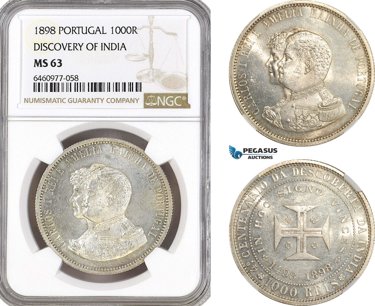 Portugal 1000 Reis 1898 NGC MS63 | MA-Shops