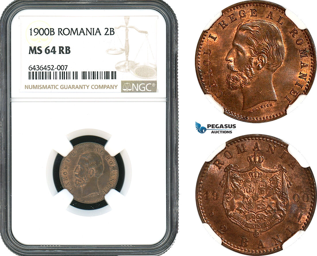Romania 2 Bani 1900 NGC MS64RB | MA-Shops