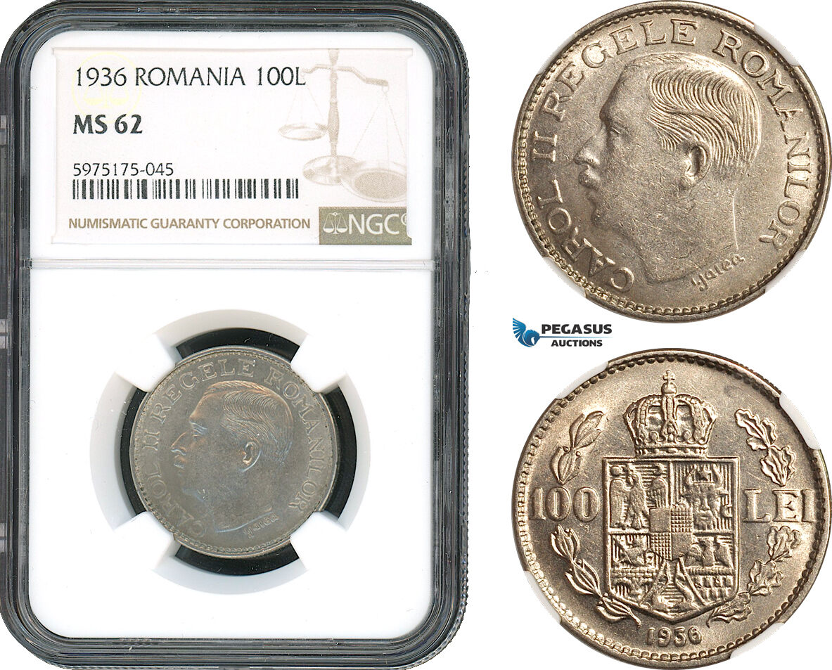 Romania 100 Lei 1936 NGC MS62 | MA-Shops