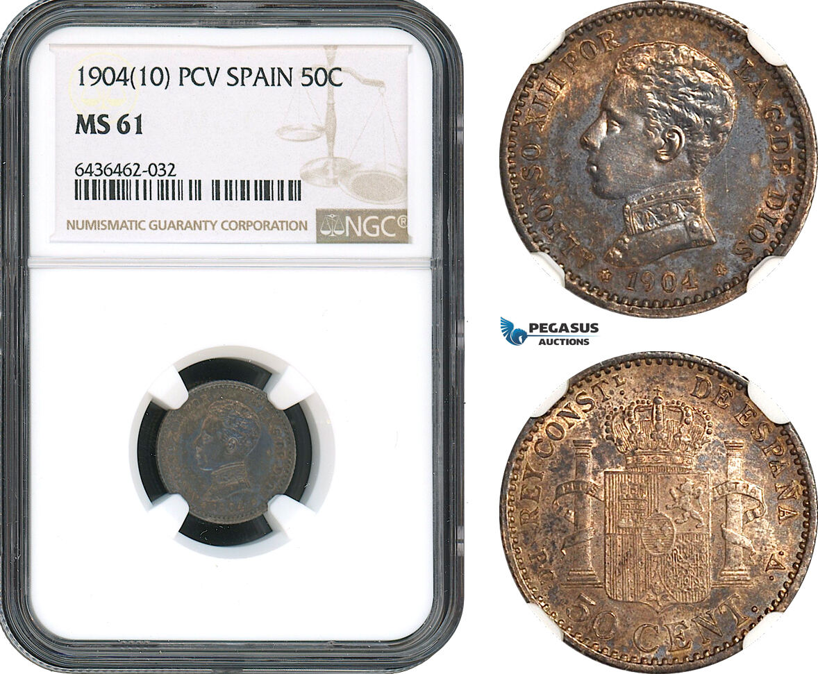 Spain 50 Centimos 1904 NGC MS61 | MA-Shops