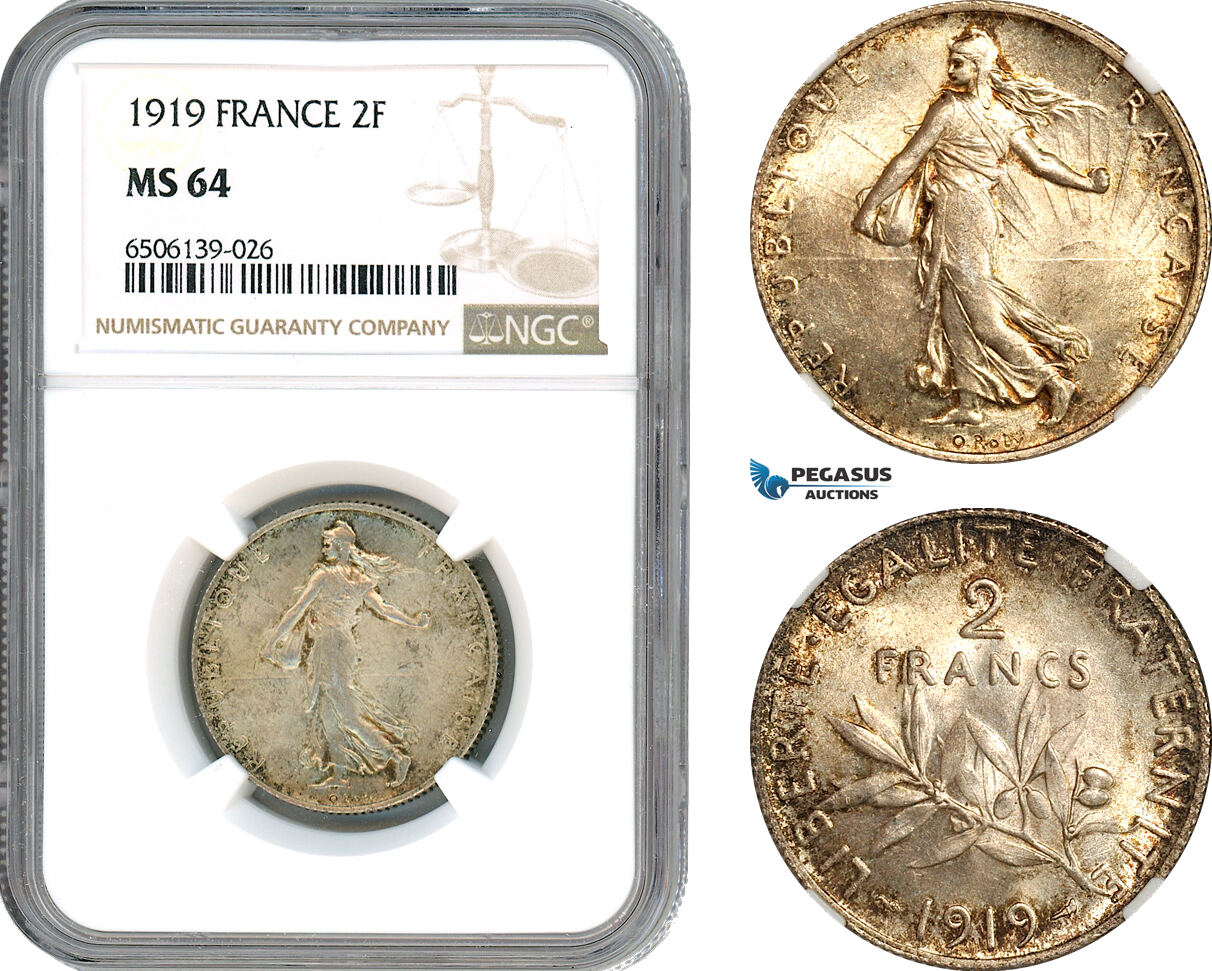 France 2 Francs 1919 NGC MS64 | MA-Shops