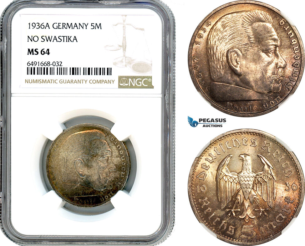 Germany, Third Reich 5 Mark 1936 NGC MS64 | MA-Shops
