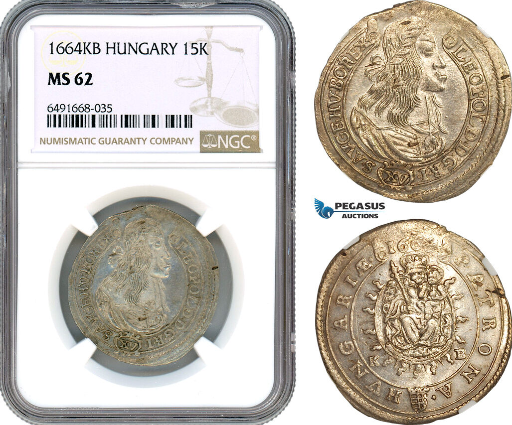 Hungary 15 Krajczar 1664 NGC MS62 | MA-Shops