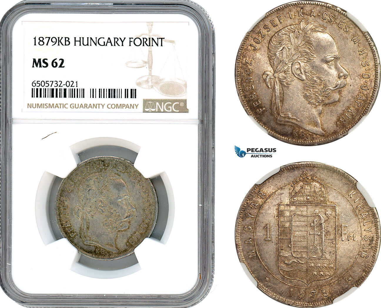 Hungary 1 Forint 1879 NGC MS62 | MA-Shops