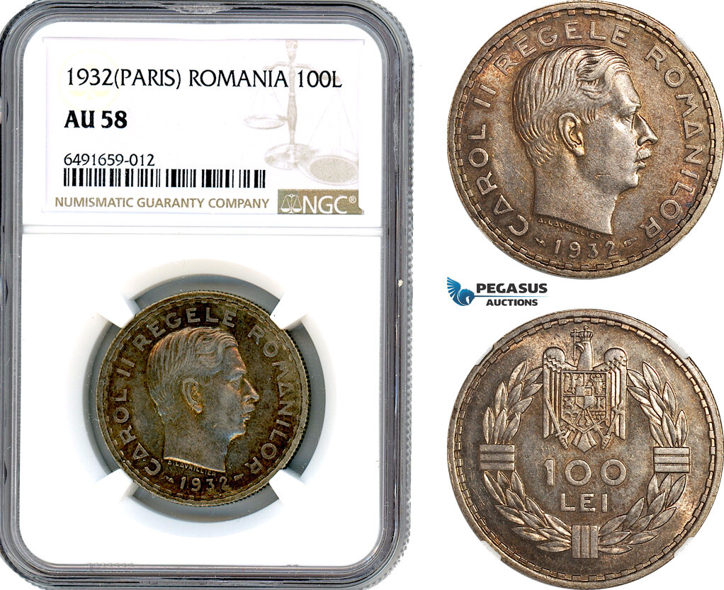 Romania 100 Lei, Paris Mint 1932 NGC AU58 | MA-Shops