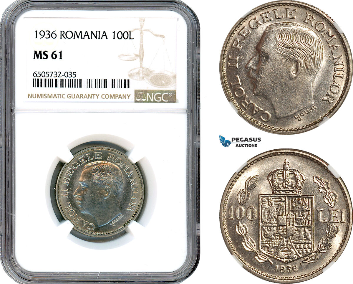 Romania 100 Lei 1936 NGC MS61 | MA-Shops