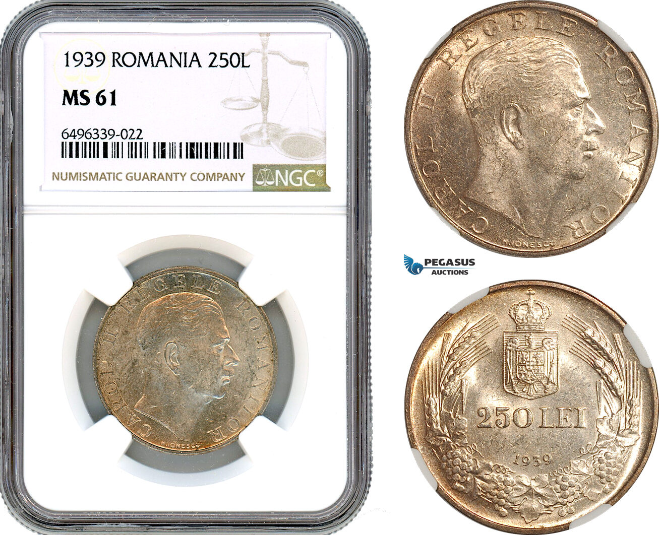 Romania 250 Lei 1939 NGC MS61 | MA-Shops