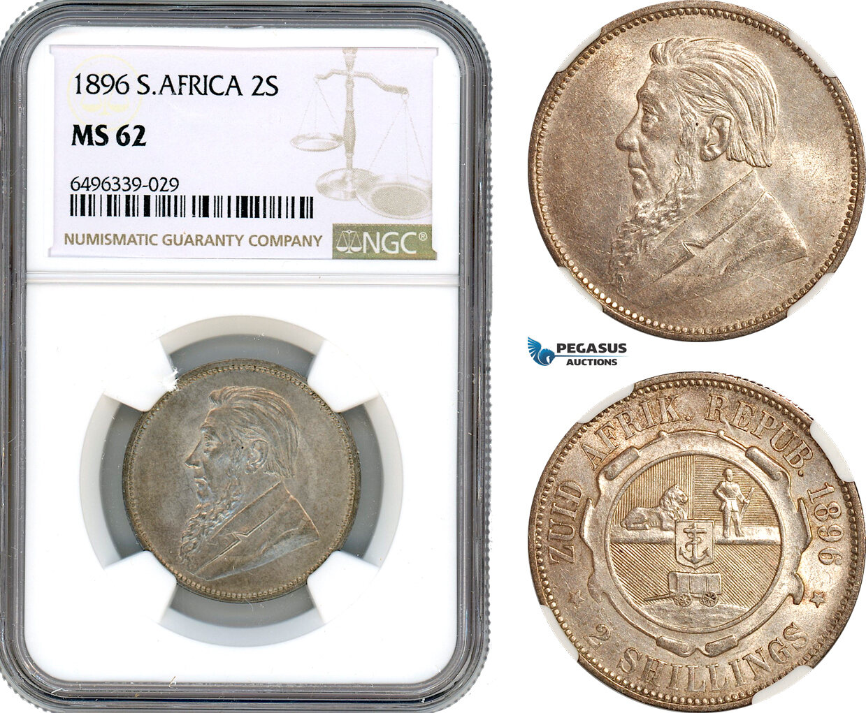South Africa 2 Shillings 1896 NGC MS62 | MA-Shops