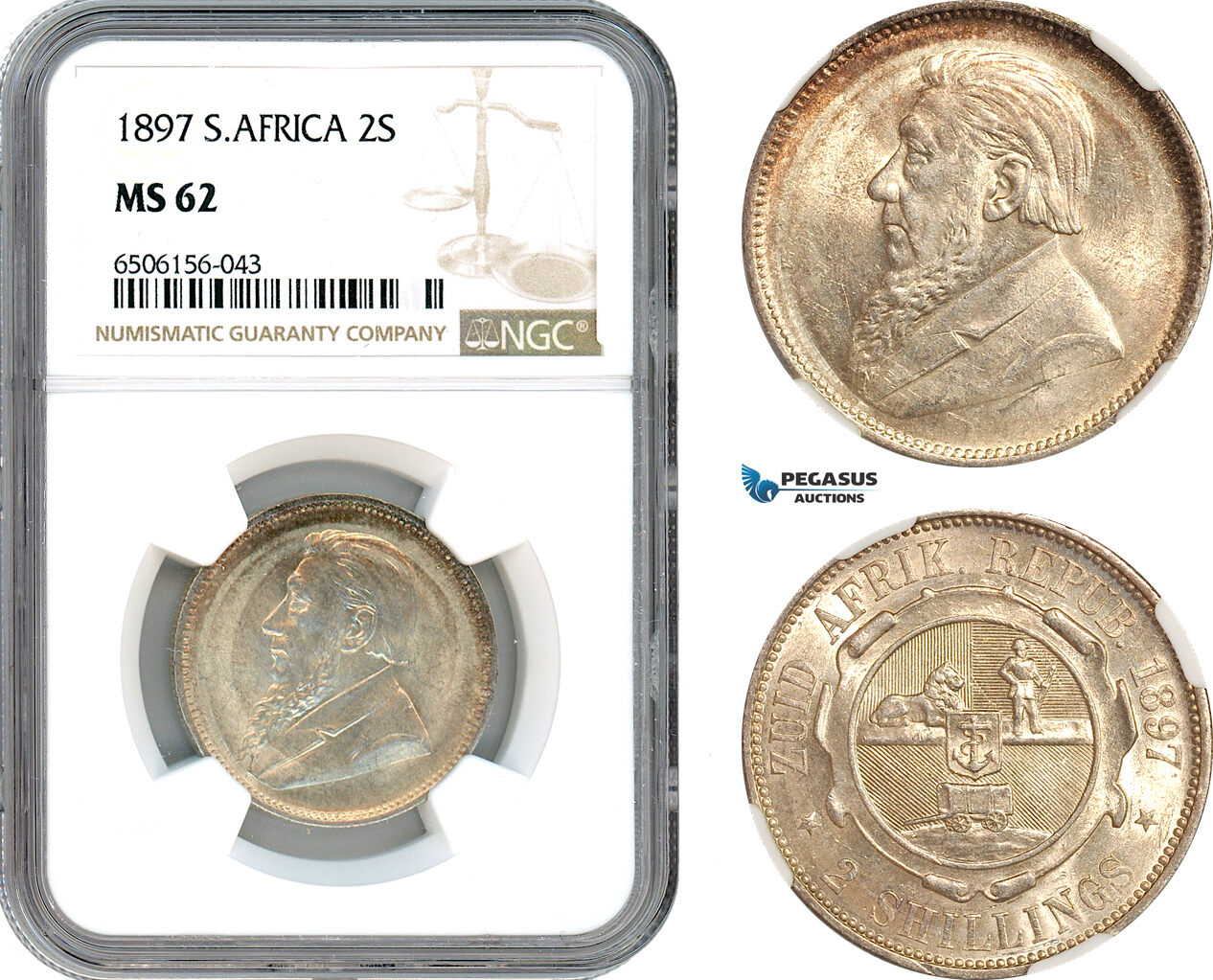 South Africa 2 Shillings 1897 NGC MS62 | MA-Shops