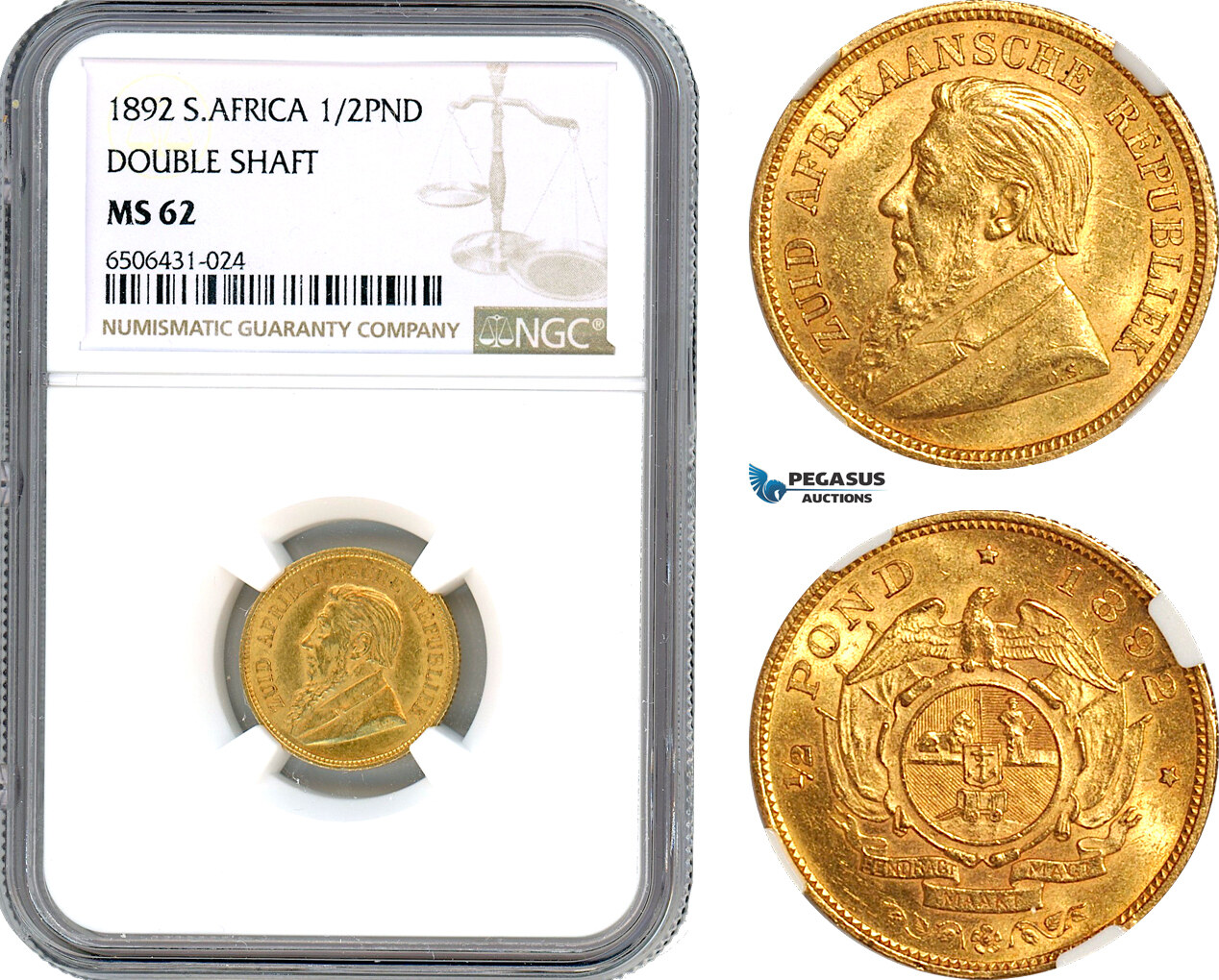 South Africa 1/2 Pond 1892 NGC MS62 | MA-Shops